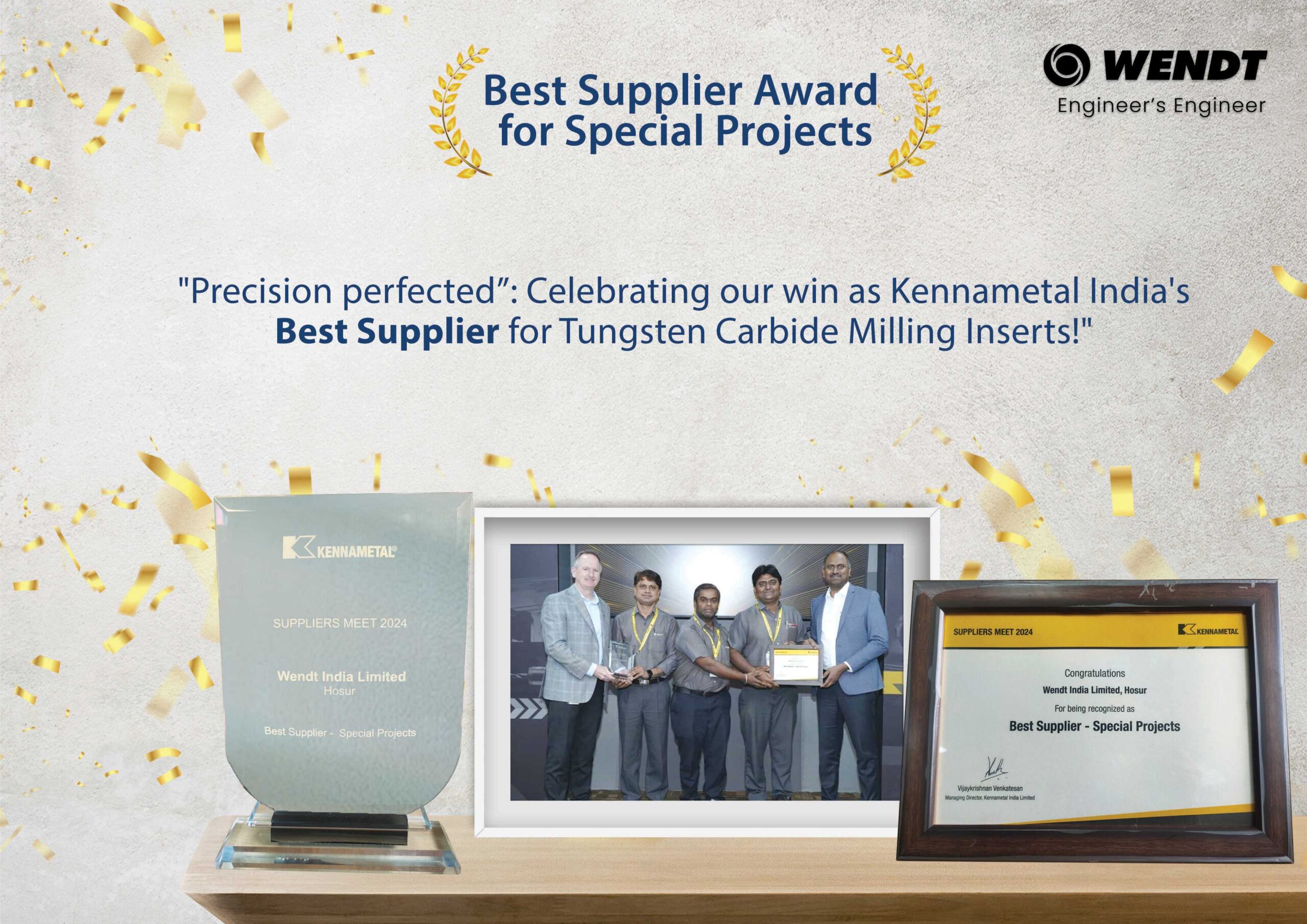 Prestigious Best Supplier – Special Projects Award from Kennametal ...